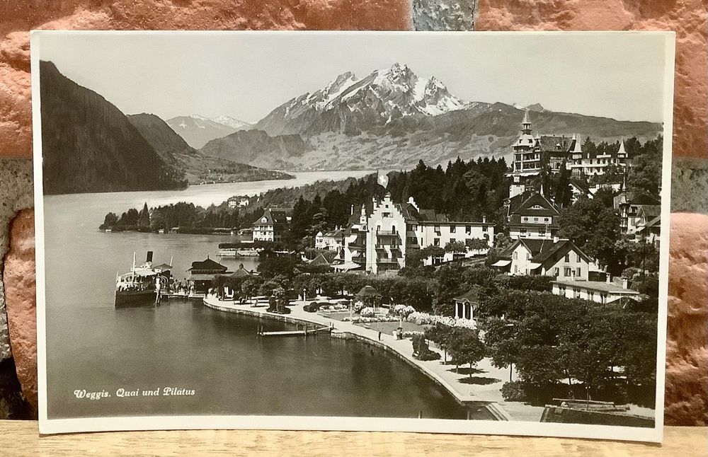 Alte Foto AK - WEGGIS Quai & Pilatus am Vierwaldstättersee | Kaufen auf Ricardo