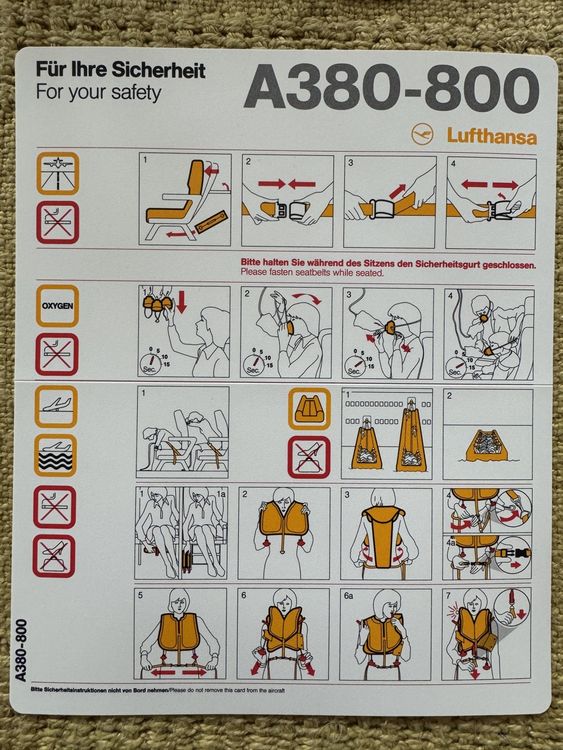 Safety card Lufthansa A380-800 (Gebraucht) in Wallisellen für CHF 2 ...