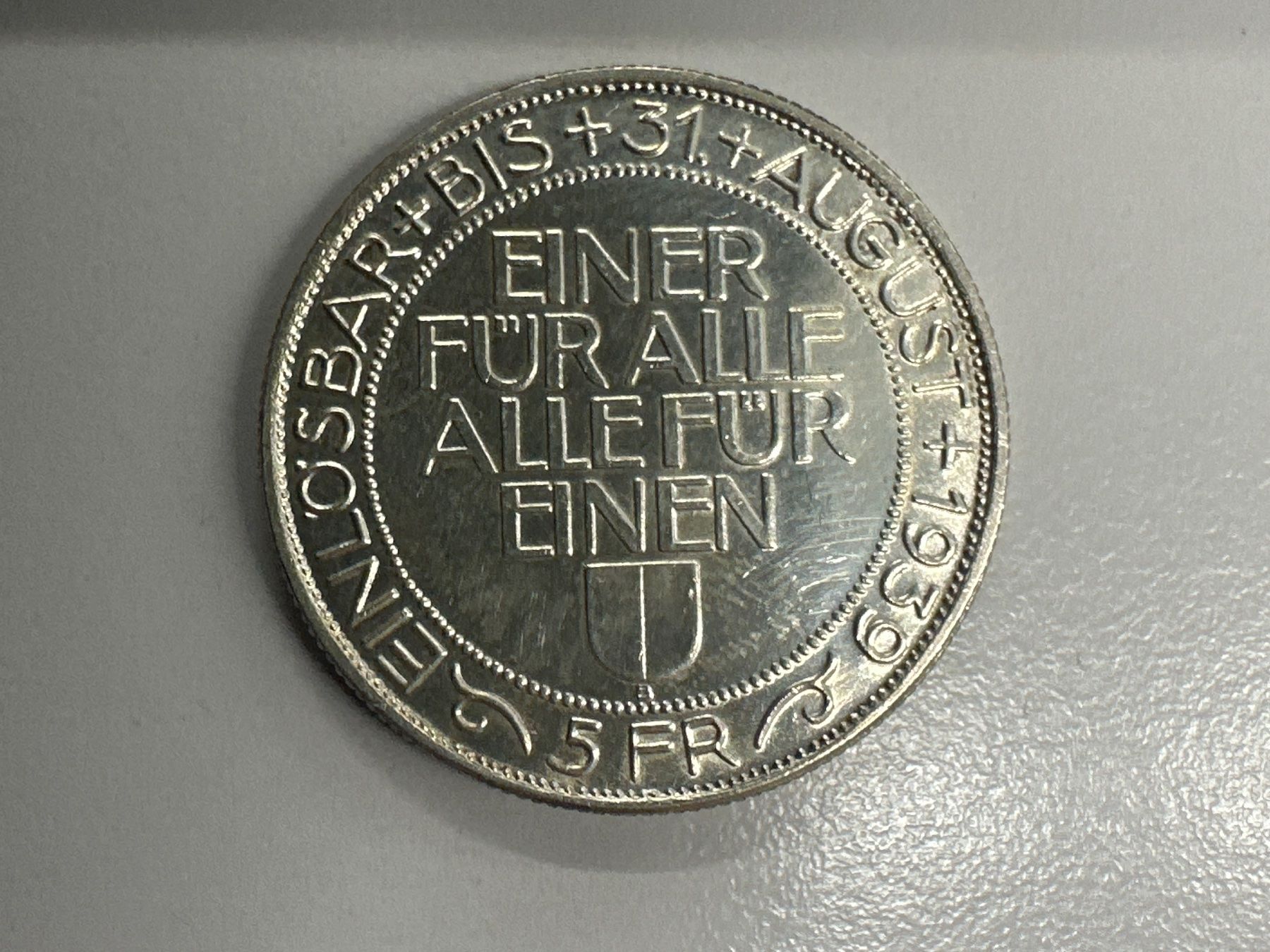 5 Fr. Eidg. Schützenfest Silber Luzern 1939 (Gebraucht) in Herisau für CHF 11 – mit Lieferung ...