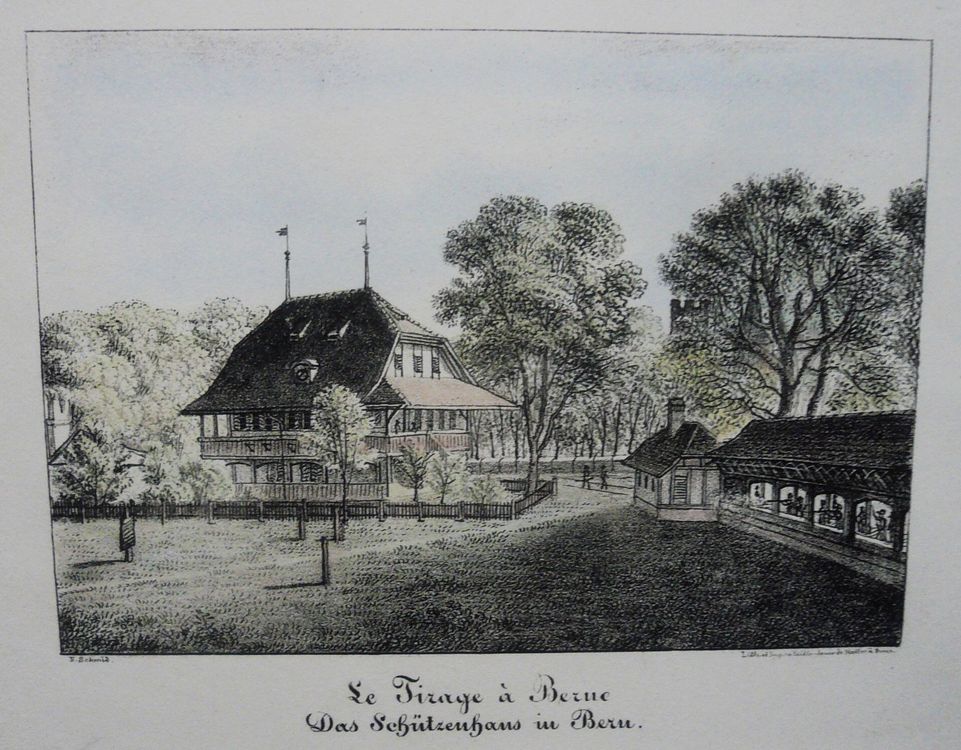 Bern, das SCHÜTZENHAUS, antiker STich / Litho | Kaufen auf Ricardo Bern, das SCHÜTZENHAUS, antiker STich / Litho | Kaufen auf Ricardo