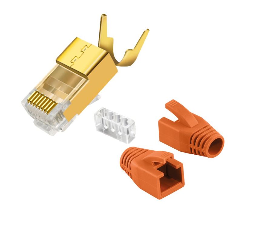 5x RJ45 Stecker vergoldet orange (Neu und originalverpackt) in Perlen ...
