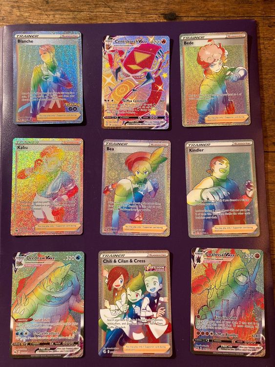 9 rainbow Pokémon cards lot, entire page of full art (Gebraucht) in ...