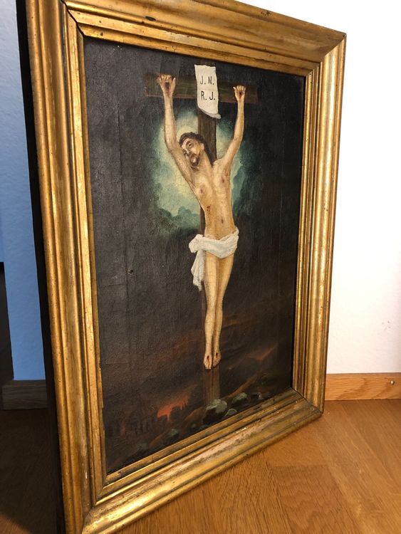 Kreuzigung Christi Antikes Ölgemälde um 1840 | Kaufen auf Ricardo