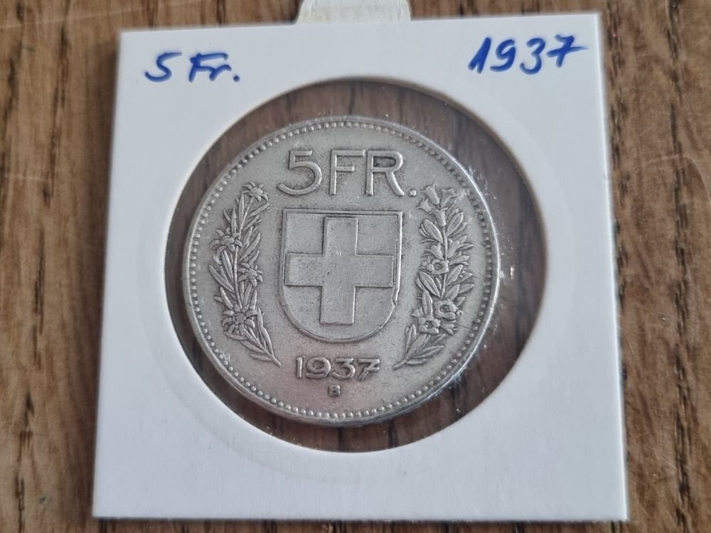 1937 5 Fr. ss - vorz. 645'000 Auflage (Gebraucht) in Arni AG für CHF 20 – mit Lieferung auf ...