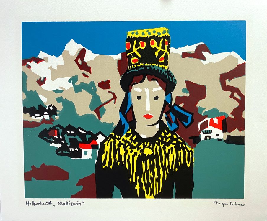 HANS GORDON JEGERLEHNER, Serigrafie "Walliserin" (Neu (gemäss ...