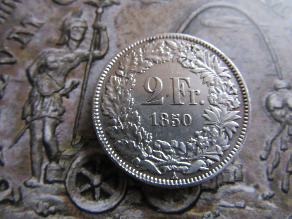 2 FRANKEN 1850 SCHWEIZ AG 900 SILVER | Kaufen auf Ricardo