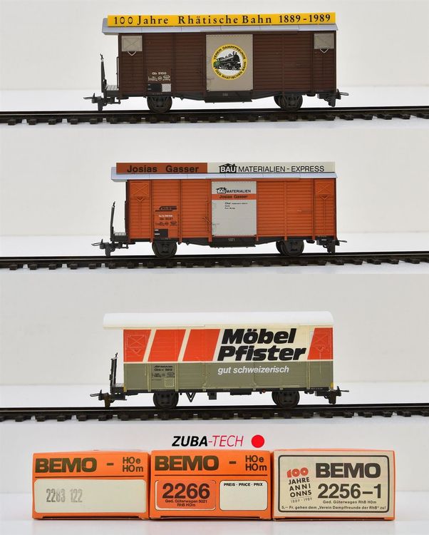 Bemo 3x gedeckter Güterwagen RhB, H0m (Gebraucht) in St. Gallen für CHF ...