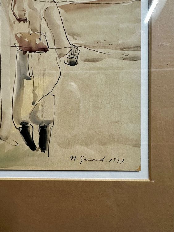 Personnages et bétails, signé Nanette GENOUD 1937. | Kaufen auf Ricardo