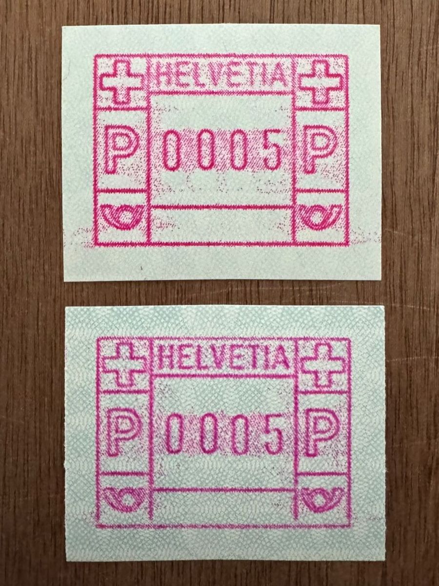 ATM Typ 3 Abklatsch auf der Rückseite, als Vergleich eine (Neu (gemäss ...