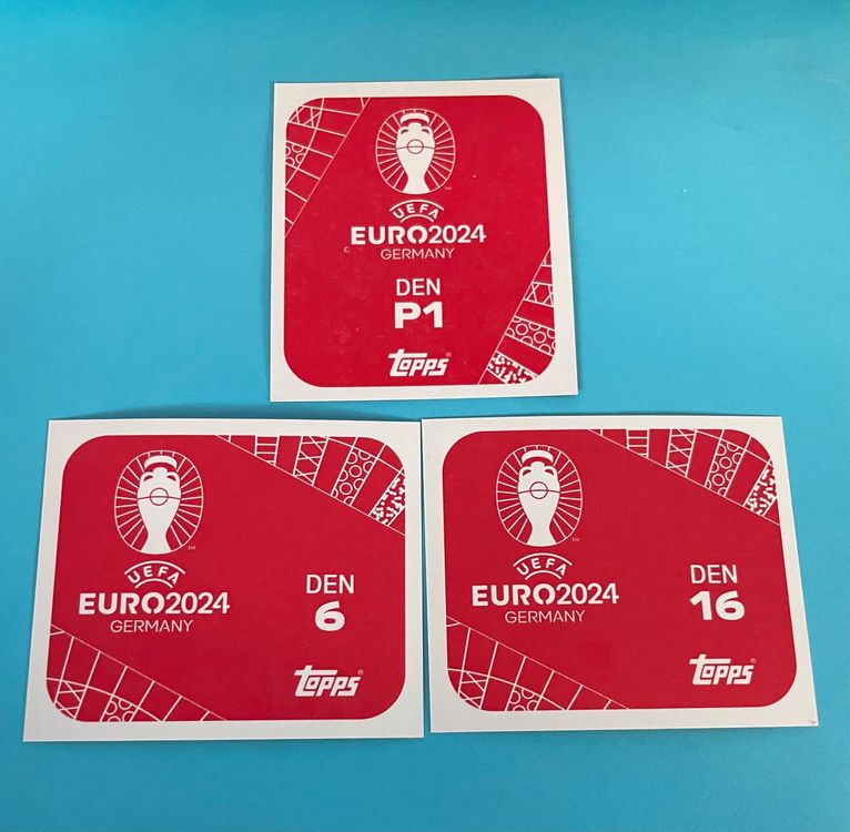 Topps Euro 2024 Sticker Dänemark 3x - DEN P1, DEN 6, DEN 16 (D'occasion ...