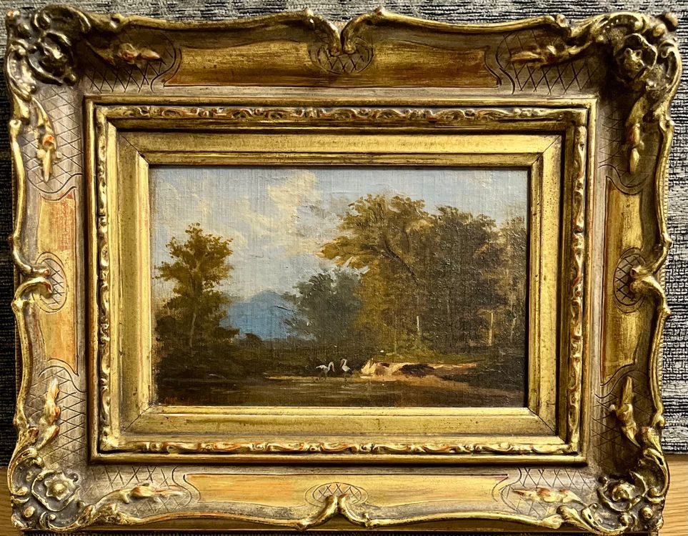 Antike Gemälde- Storchenpaar am Bachufer, Unl. Signiert (Gebraucht) in Root für CHF 84 – mit ...