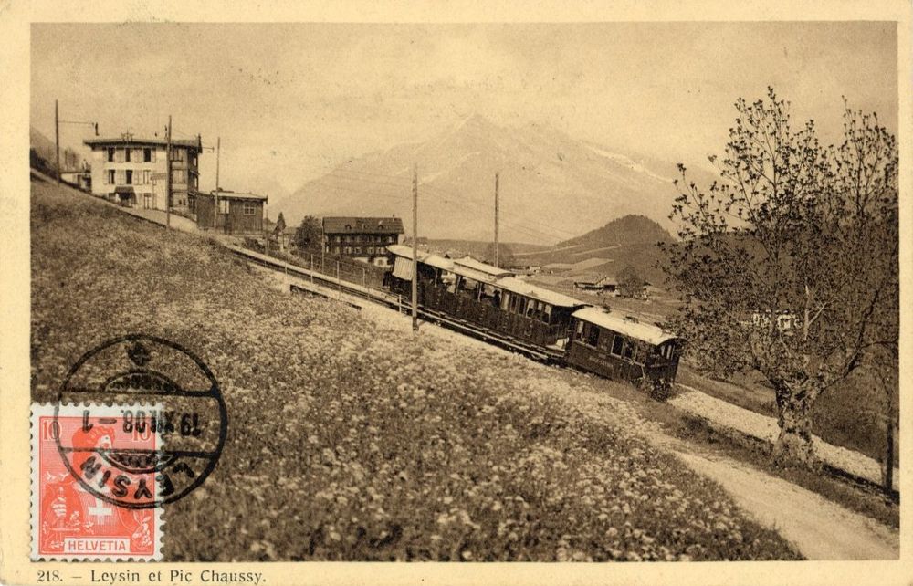 Leysin VD - Le tram électrique et Pic Chaussy um 1908 | Kaufen auf Ricardo