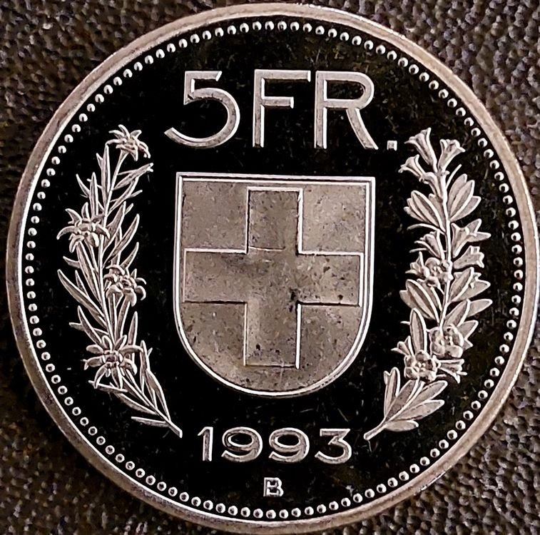 5 Franken 1993 stgl. "vertiefte Randschrift" (Neu (gemäss Beschreibung)) in Arch für CHF 100 ...