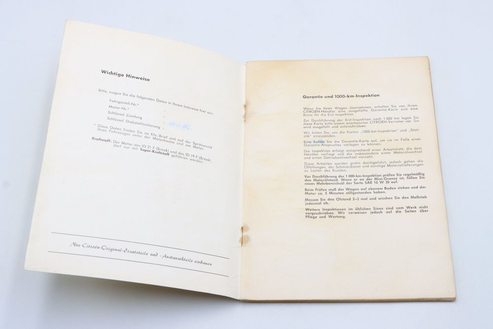 Citroen Break 19/21 1967 Betriebsanleitung (Gebraucht) in Bühl b ...