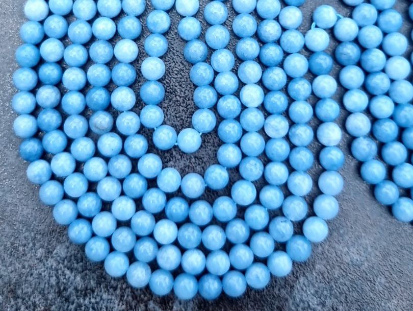 1 Strang echte peruanische Angelit Perlen blau 6mm 🩵 (Neu und ...