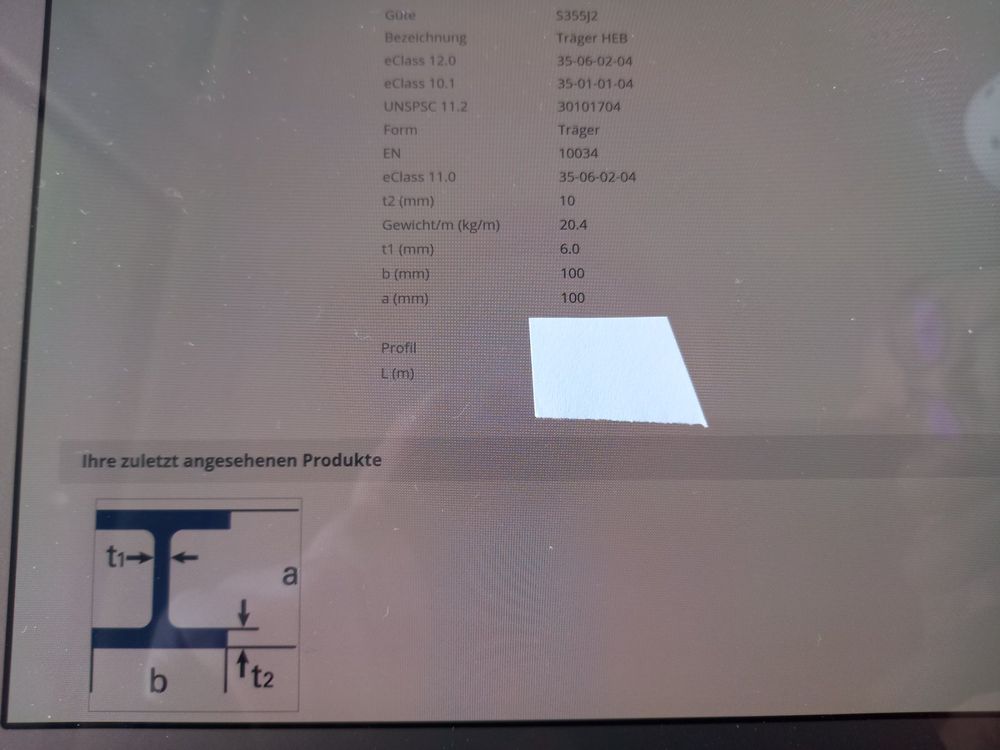 Stahlträger HEB 100, H-Träger, Eisenträger für Carport (Gebraucht) in Aarau für CHF 400 – nur ...