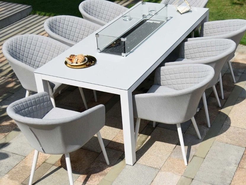 Luxury garden table with integrated fire pit incl. 8 chairs | Kaufen ...