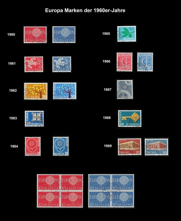 1960-69 EUROPA Marken der Schweizer Post (Gebraucht) in Baar für CHF 1.5 – mit Lieferung auf ...