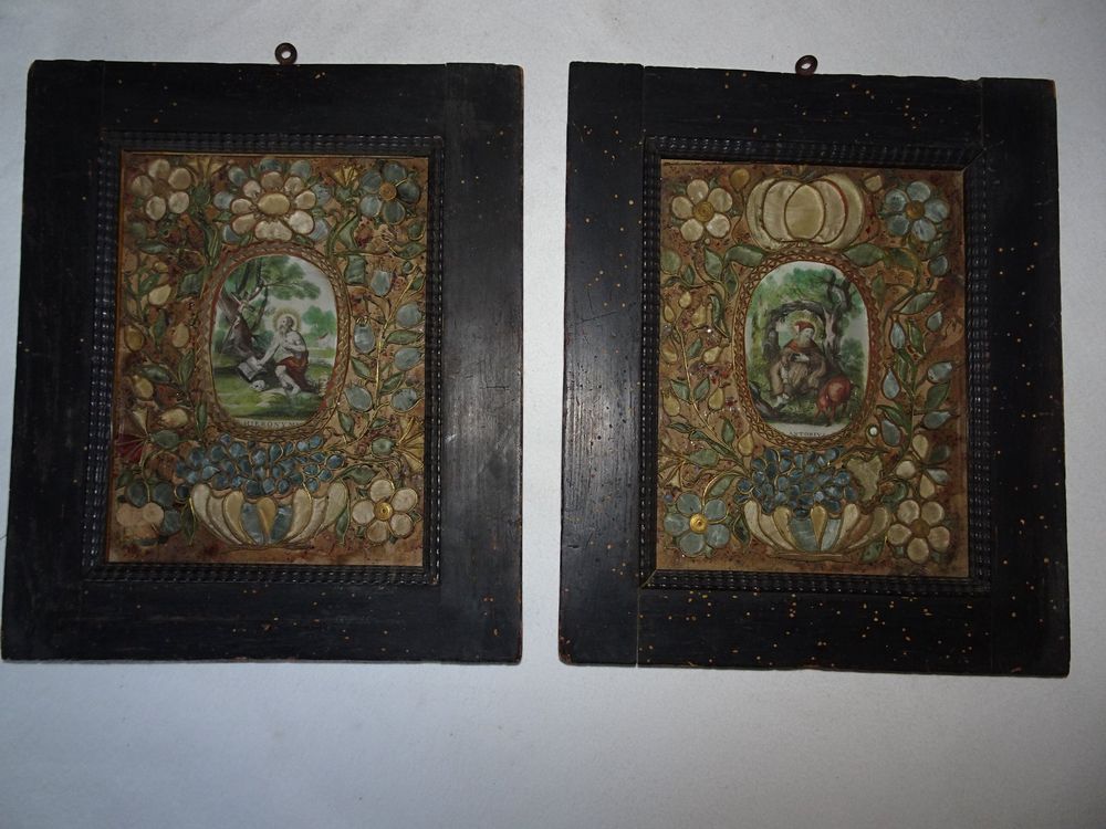 2 antike Klosterarbeiten 19.Jahrh. Hieronymus und Antonius (Gebraucht) in Siebnen für CHF 140 ...