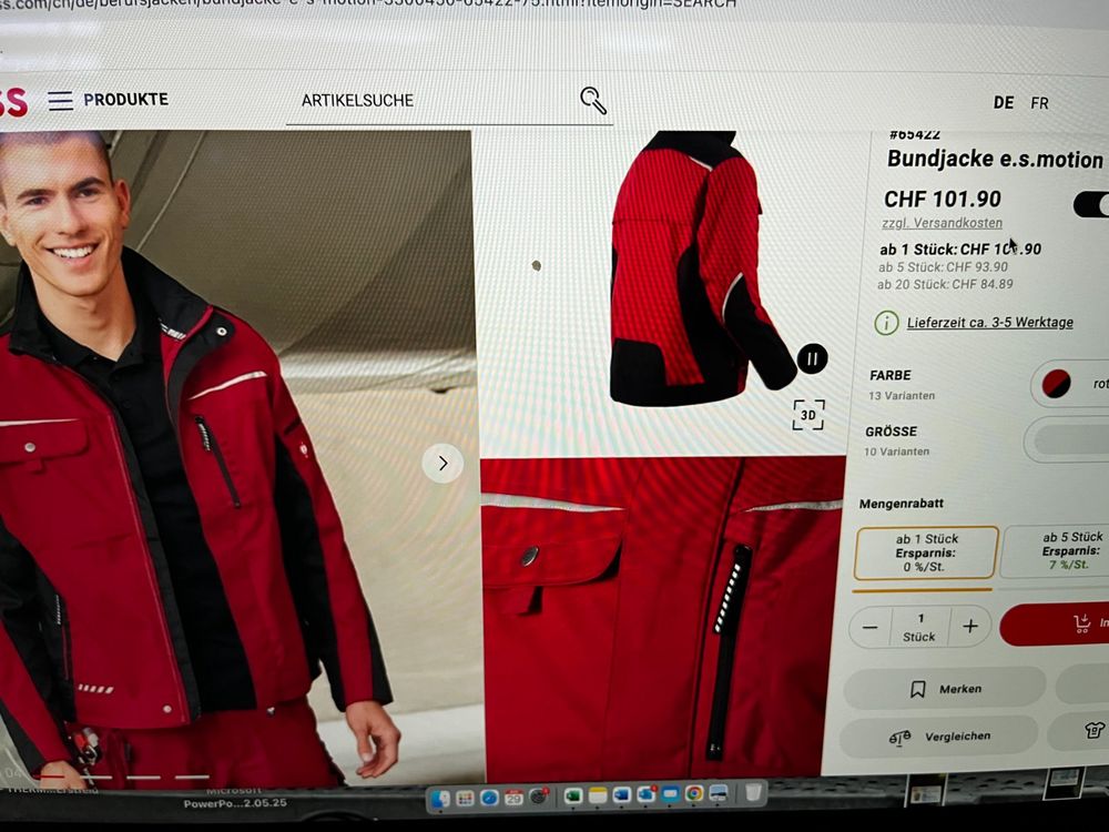 Neue Engelbert Strauss Bundjacke e.s. motion M rot/schwarz (Neu und ...