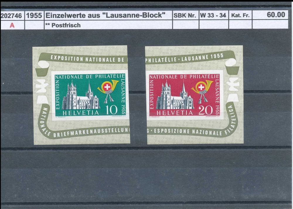 1955 Einzelwerte aus "Lausanne - Block" (Neu (gemäss Beschreibung)) in Winterthur für CHF 15 ...