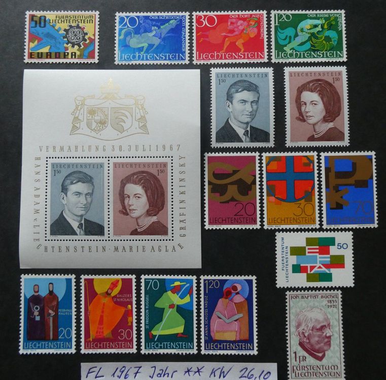 FL 1967 Jahr postfrisch zu 10% Katalog!! (Gebraucht) in Lausen für CHF 2.5 – mit Lieferung auf ...