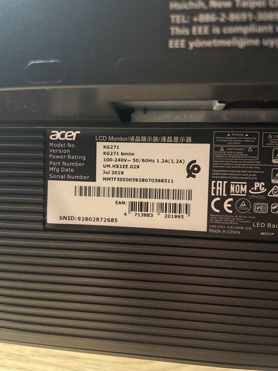 Gepflegter 27“ Acer KG271 Gaming Monitor (Gebraucht) in Winterthur für ...