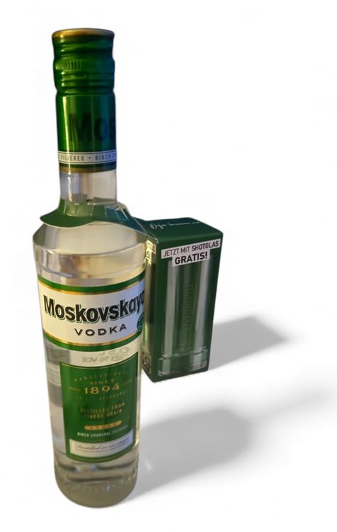Moskovskaya Premium Vodka 38% Vol. (1 x 0.5L) inkl. Shotglas (Neu und ...