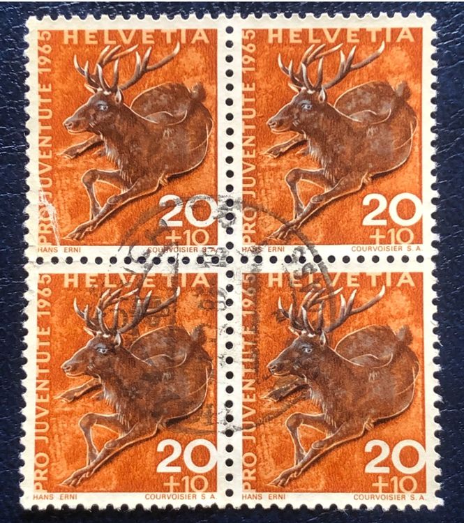 4 er Block Nr.J 212 mit Stempel (Gebraucht) in Aarau für CHF 0.4 – mit ...