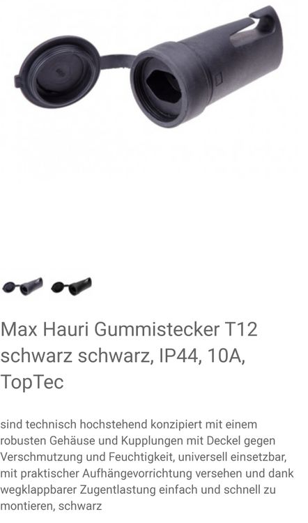 Max Hauri Gummistecker T12 schwarz schwarz, IP44,10A, TopTec (Neu (gemäss Beschreibung)) in ...