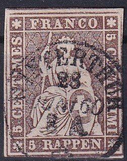 Strubel 22 mit Ortsstempel "Winterthur" (Gebraucht) in Samnaun-Compatsch für CHF 9.9 – mit ...