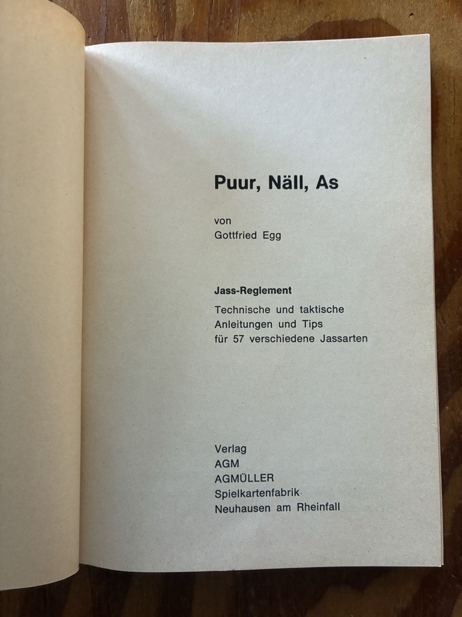 Puur, Näll, As - Das Jass-Reglement von Gottfried Egg! (Gebraucht) in ...