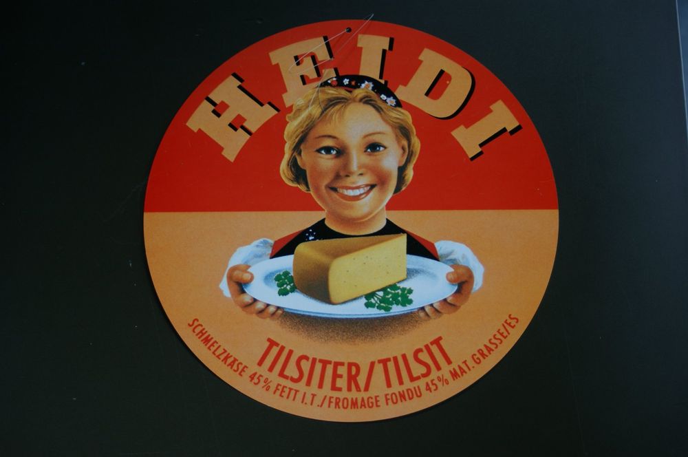 HEIDI TILSITER - ALTES BLECHSCHILD - KEIN EMAILSCHILD (Gebraucht) in ...