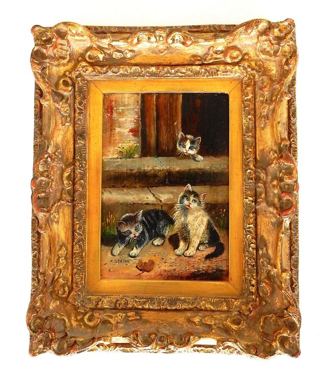 Kleines Ölgemälde « 3 spielende Kätzchen - by M. Graham » (Gebraucht) in Alpnach Dorf für CHF 45 ...