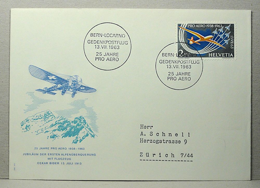 Flugpost Brief Pro Aero F46 / Bern - Locarno 1963 (Gebraucht) in Solduno für CHF 1 – mit ...