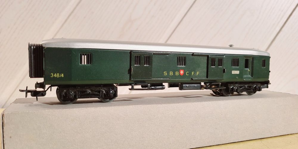 MÄRKLIN- 348/4 - SBB - POSTWAGEN - BLECH - mit LICHT (Gebraucht) in ...