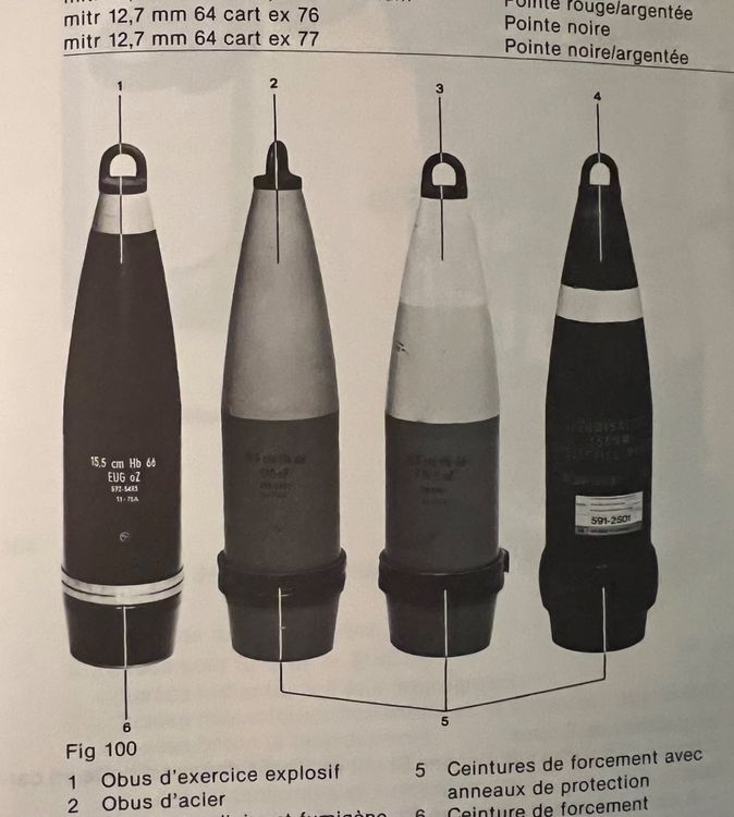 Reglement obusier 15.5cm haubitze 66/74 munition obus fusée | Kaufen ...
