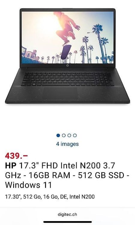 Ordi portable jamais utilisé : HP 17,3' FHD Intel N200 3.7 (Neu und ...