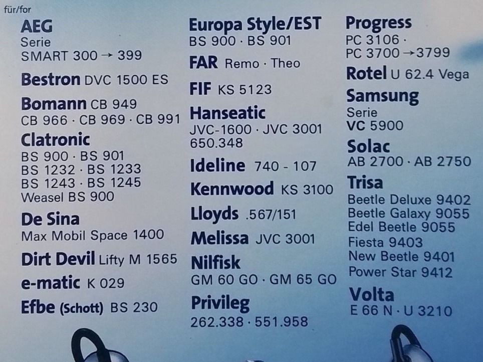 Swirl Y05 Staubsaugerbeutel AEG Trisa Nilfisk Rotel Volta (Neu und ...