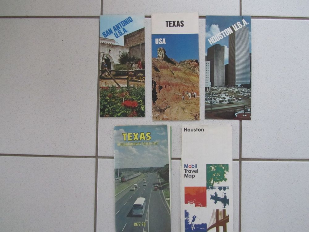 Texas, Houston, San Antonio - alte Landkarten/Prospekte 1978 (Gebraucht ...