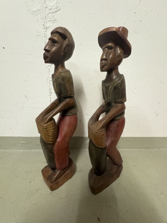 🥁 Holzschnitzkunst: Zwei Trommler-Figuren aus Holz 🥁 (53) (Gebraucht ...