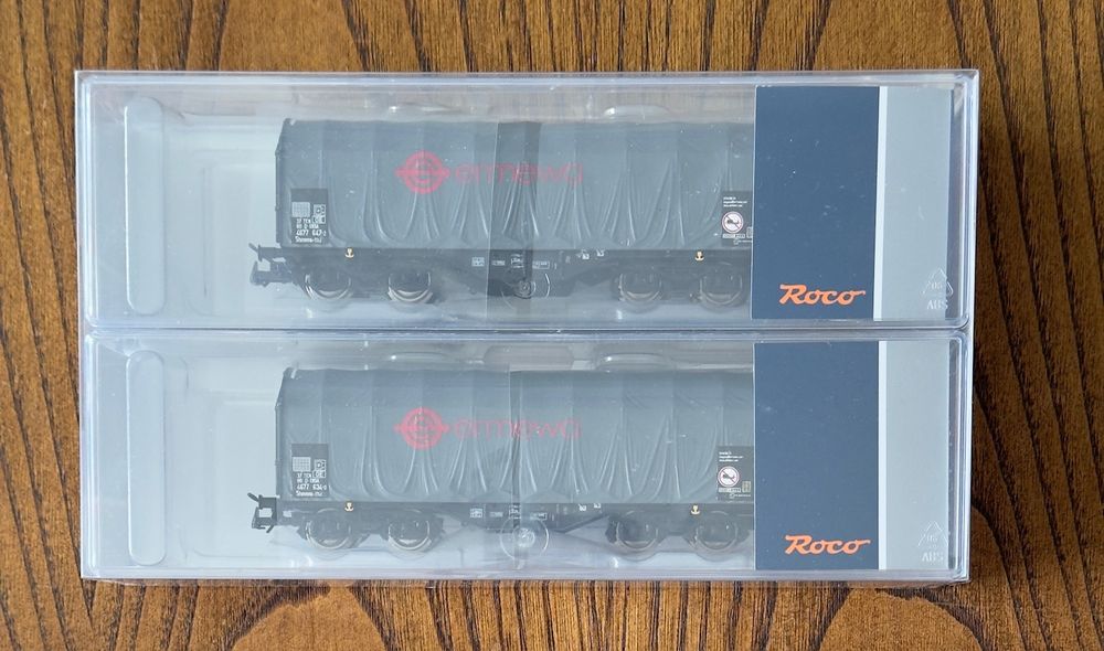 ROCO 76039 Set 2 Schiebeplanenwagen Ermewa DC (Neu und originalverpackt ...
