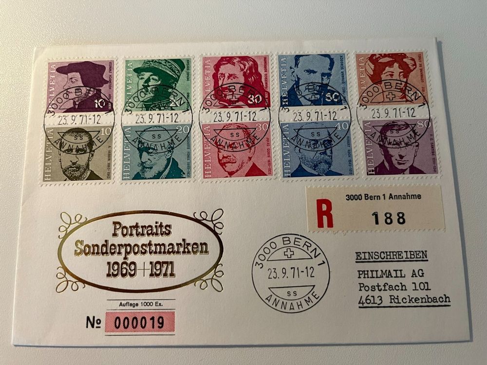 1 FDC Portraits Sonderpostmarken 1969 & 1971 (Auflage 1000) | Kaufen auf Ricardo