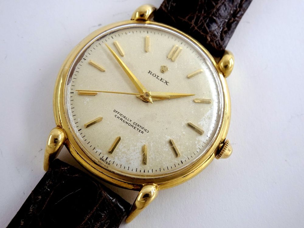 ROLEX CHRONOMETER JUMBO 1945ER TEARDROP LUGS 4364 HANDAUFZUG | Kaufen ...