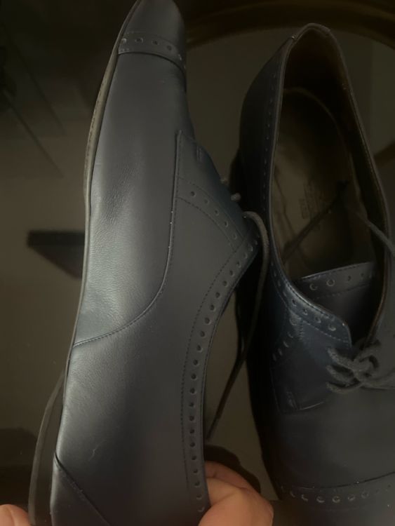 Chaussures bleues cuir Hermès pointure 39.5 faites en Italie (Gebraucht ...