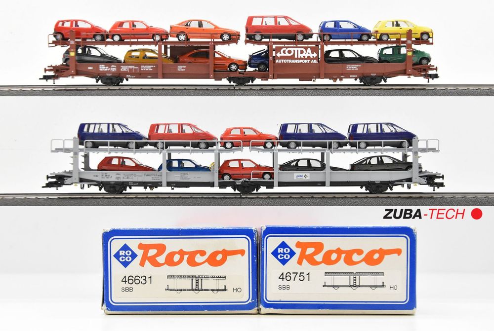 Roco 2x Autotransportwagen der SBB H0 GS mit OVP (Gebraucht) in St ...