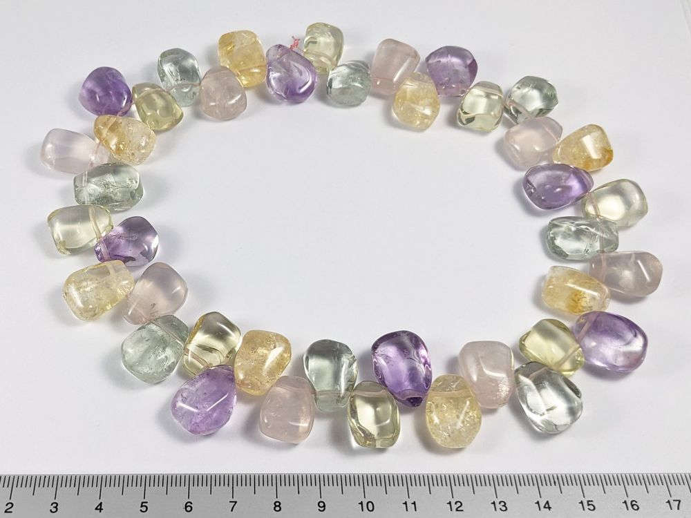Freeform Strang mit Rosenquarz,Amethyst,Citrin und Grünquarz (Neu und ...