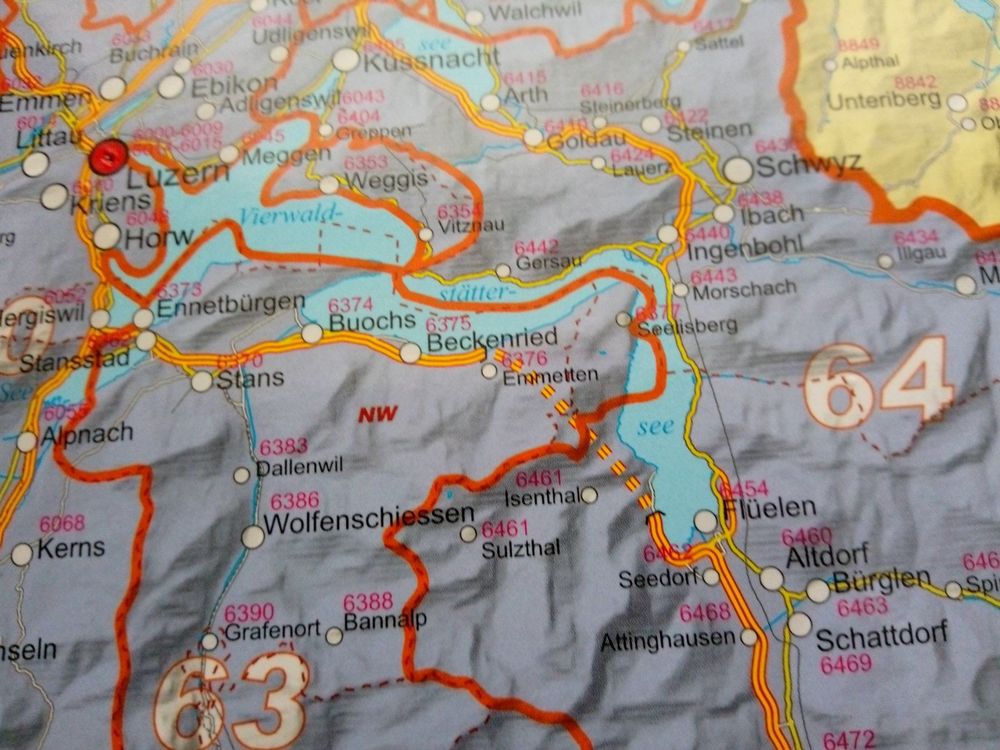 Karte der Schweiz mit Postleitzahlen, 95x62 cm (Gebraucht) in ...