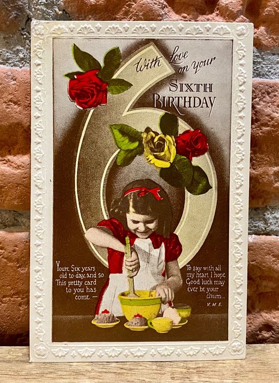 Antike Foto AK Kind - Mädchen am Backen aus England (Gebraucht) in Root für CHF 1 – mit ...