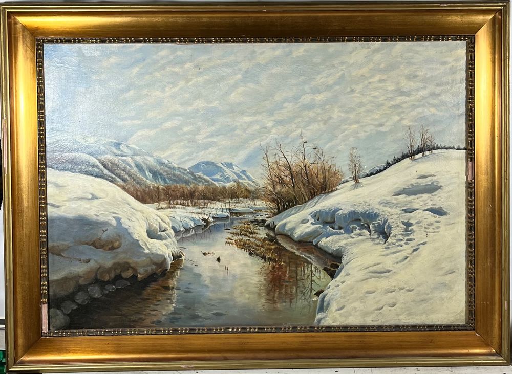 20.er Jahre Grosse Winterlandschaft Gemälde, Signiert | Kaufen auf Ricardo